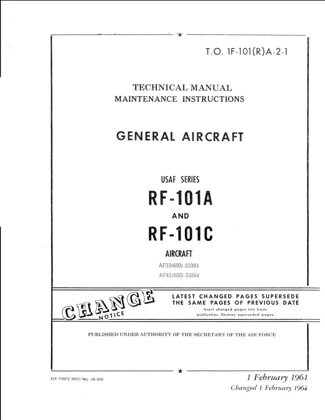 McDonnell RF-101A, RF-101C Maintenance Instructions Technical Manual ...