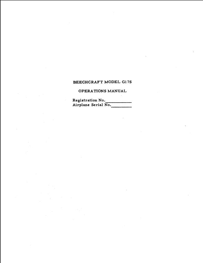 Beech Model G17S Operating Limitations Manual — Essco Aircraft